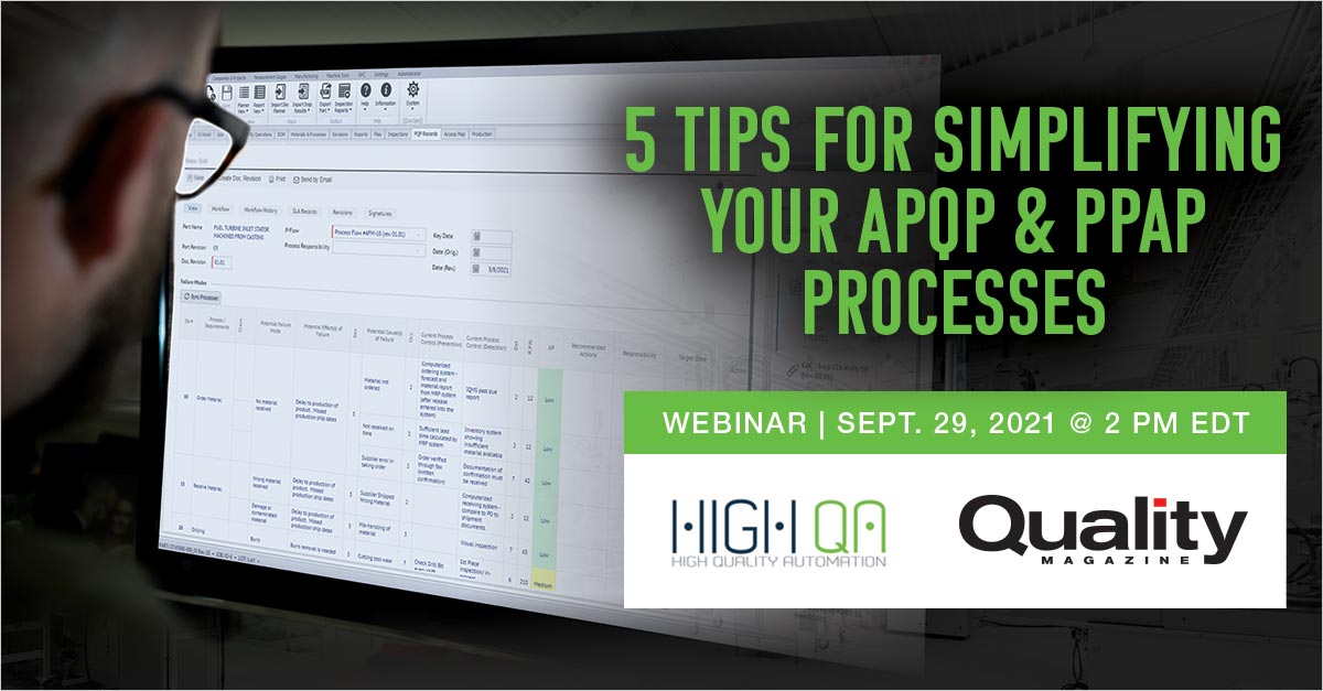 5 Tips for Simplifying Your APQP & PPAP Processes Registration